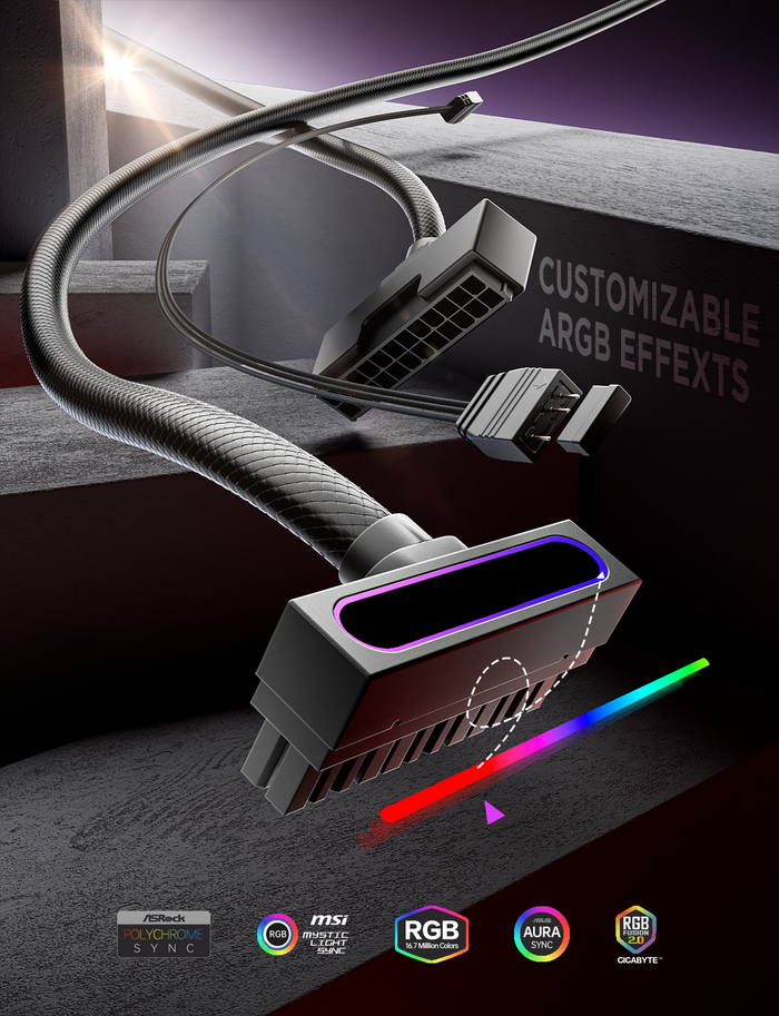 Hydrus ARGB PSU Extension Cable (24PIN 30CM / 8PIN-CPU 30CM / 8PIN-GPU