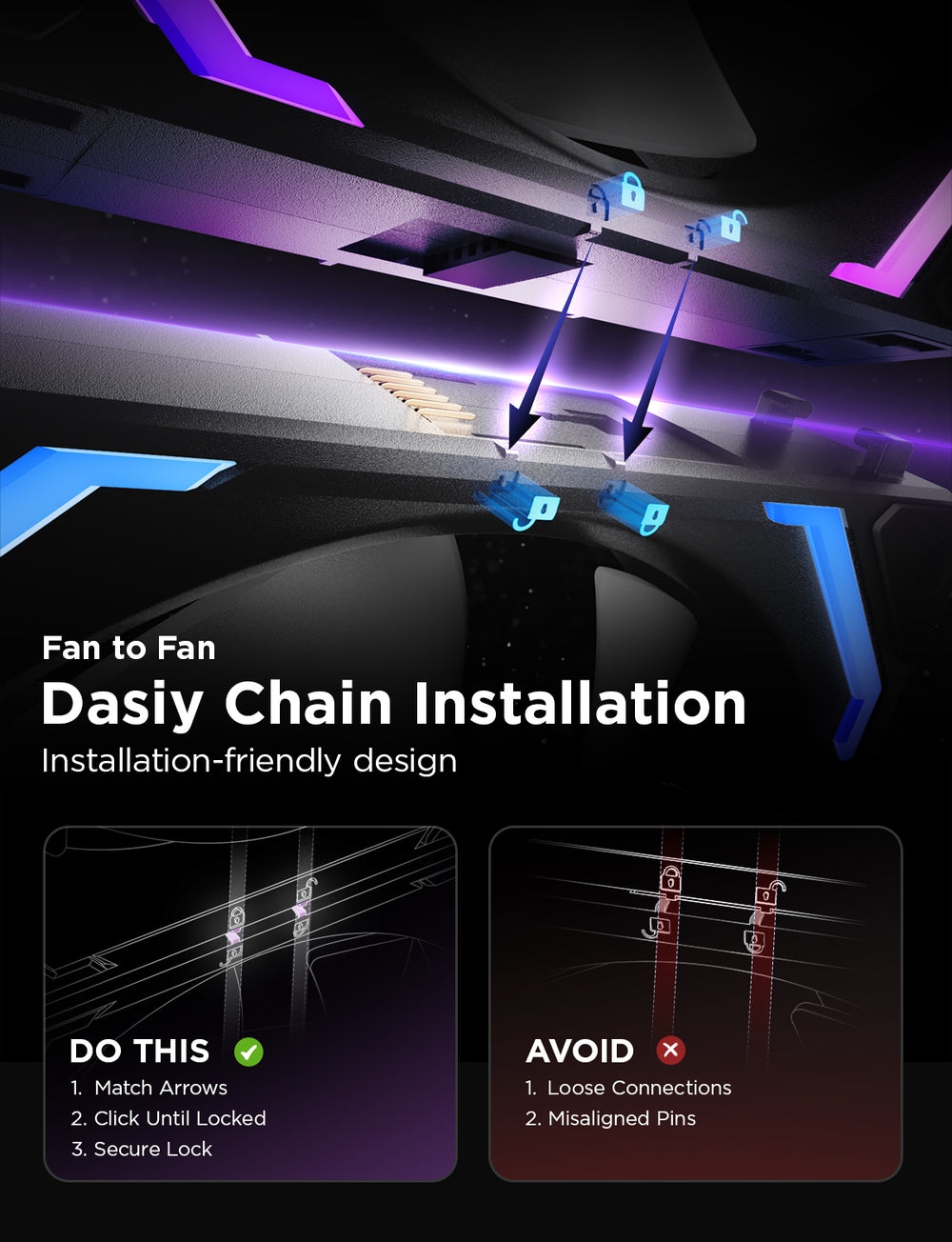 COSMIQ RGB 120mm Daisy Chain PWM Fan (3-Pack)