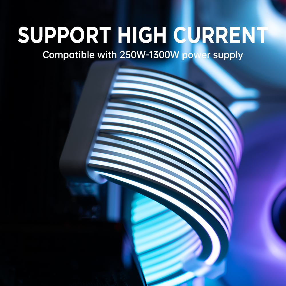 24 pin 360-degree light effect psu sleeves rgb cable extension pc ...