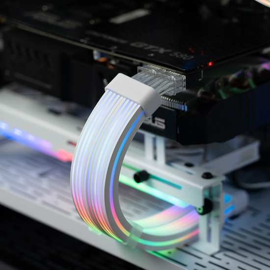 24 pin 360-degree light effect psu sleeves rgb cable extension pc ...