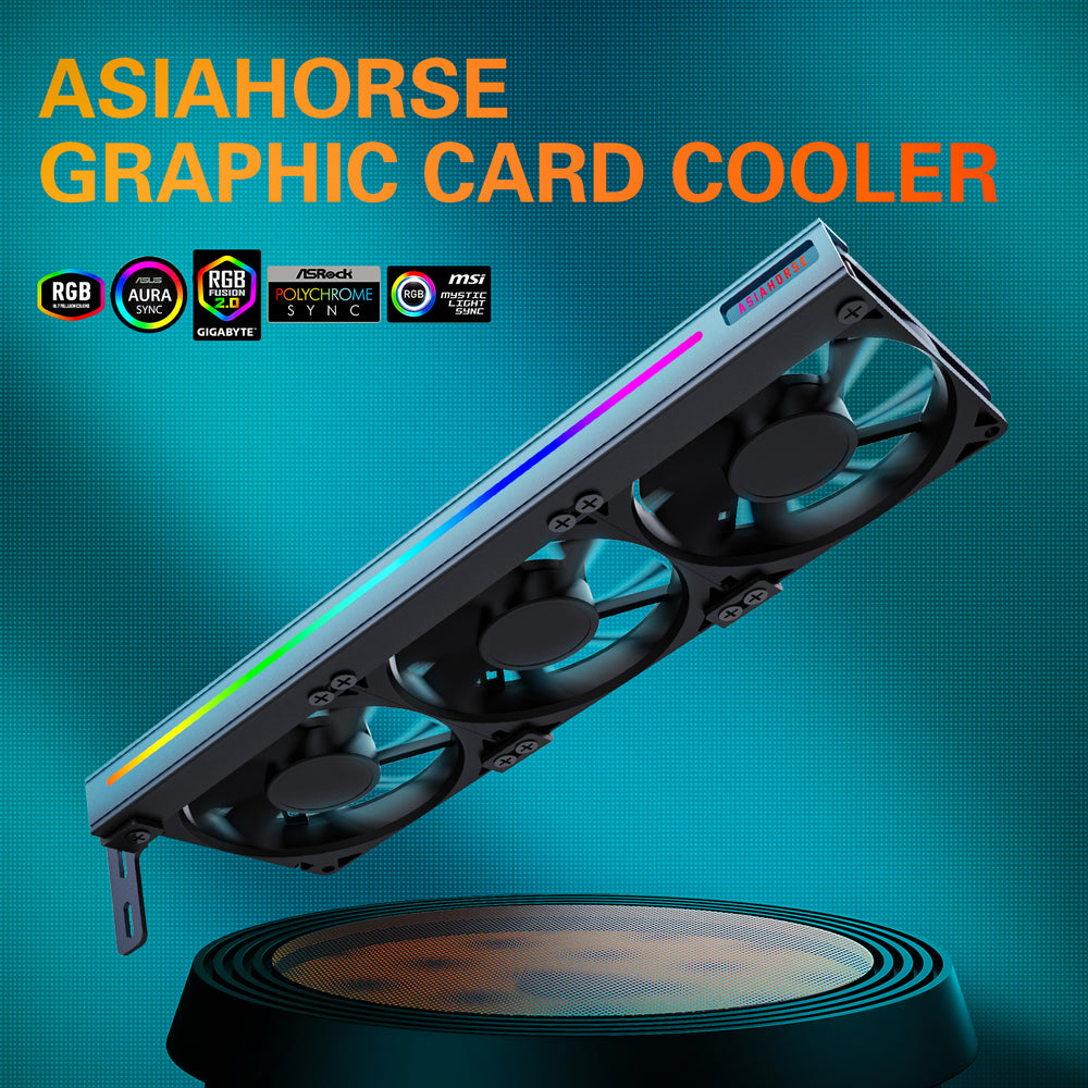ASIAHORSE Graphic Card Cooler 3 x 92mm Fan with Led Frame,Support ASUS