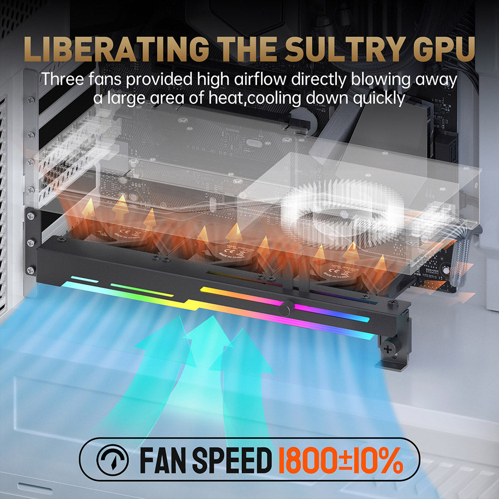 AsiaHorse Graphics Card Cooler with ARGB 5V 3Pin LED and Three 80mm Fa ...